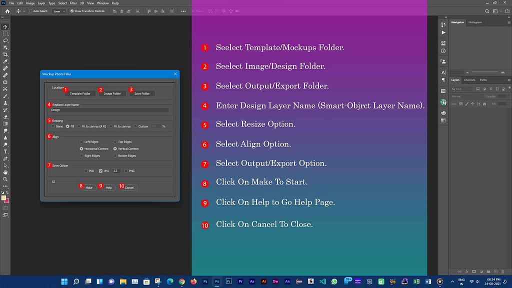Bulk Mockups filler, Generator Photoshop Script plugin